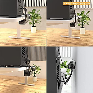 Under Desk Cable Management Tray Kit - 2 Pack No Drill Cable Management Under Desk Trays with Cable Ties and Double Sided Tapes - Super Easy to Setup Cord Organizer for Desk - 15.7" x 3.9" x 3.9"