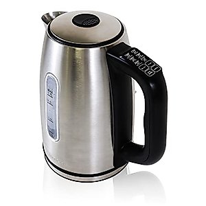 Kenmore 1.7L Cordless Electric Kettle w/ 6 Temperature Pre-Sets, Stainless Steel Teakettle w/LED light, Auto Shut-Off, Keep Warm, Boil-Dry Protection, Silver