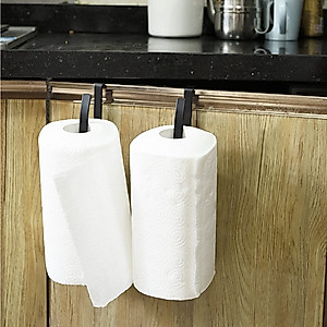 Paper Towel Holder Under Cabinet Wall Mount, Adhesive Paper Towel roll Holder Rack Stick to Wall for Kitchen Bathroom Farmhouse, Matt Black