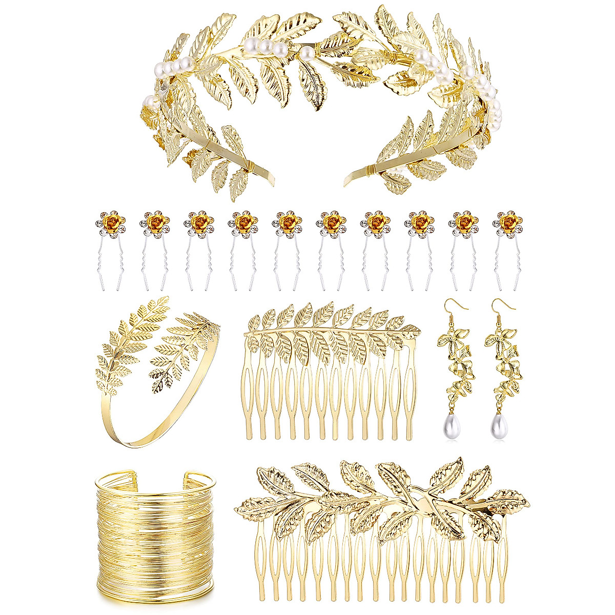 FASACCO Goddess Costume Greek Goddess Accessories Toga Costume Cleopatra Costume for Women