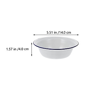 2Pcs Enamel Soup Bowl Vintage Enameled Basin Retro Enameled Bowl Enamel Mixing Bowl Enamelware Salad Serving Bowl Ramen Basin
