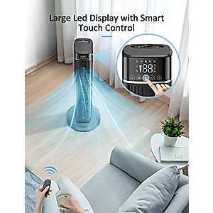 VCK Tower Fan for Bedroom,90° Oscillating Fan with 26ft/s Velocity,40" Cooling Floor Fan with Smart Remote,Touch Control,3 Speeds,4 Modes,12H Timer,Quiet Bladeless Standing Fan for Home,Office