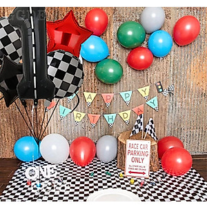 Race Car Birthday Balloons 40 Inch Racetrack Number Balloon 1 Black Baby Shower Boys 1st Birthday Race Car Theme Party Decor Supplies Mylar Balloon 5 Pcs