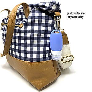 Silicone Travel Bottle Set TSA Approved Leak Proof Squeeze Bottles for Shampoo, Lotion & Liquid Toiletries (2 oz & 1.4 oz Containers) with Carabiner Clips