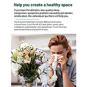 Jafända Air Purifiers for Allergies Home Large Room 1190ft² H13 True HEPA Filter, Dimmable Night Light and Activated Carbon Remove 99.97% Dust Smoke Odor Pollen Pets Hair Dander,Quiet Sleep Mode 23dB