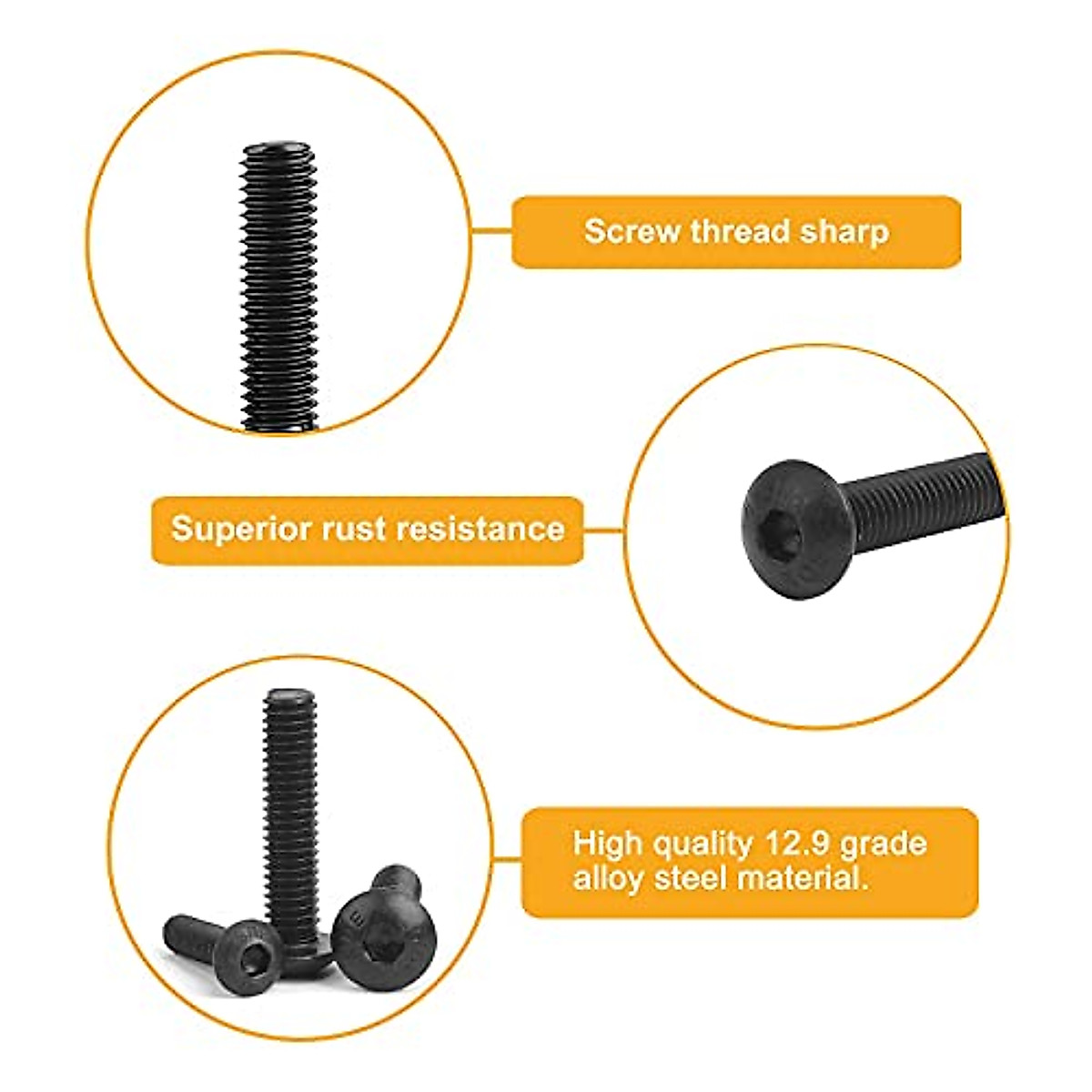 VIGRUE 900PCS M2 M3 M4 Hex Button Head Socket Cap Screws Bolts Nuts Washers Assortment Kit Alloy Steel with Allen Wrench