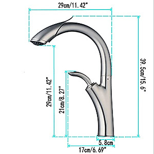 Leekayer Single Handle Lever Kitchen Faucet 360° Swivel Brushed Nickel Pull Out 1 Hole Mount Contemporary Dual Water Mode(Sprayer and Stream) Solid Brass Kitchen Sink Mixer Commercial