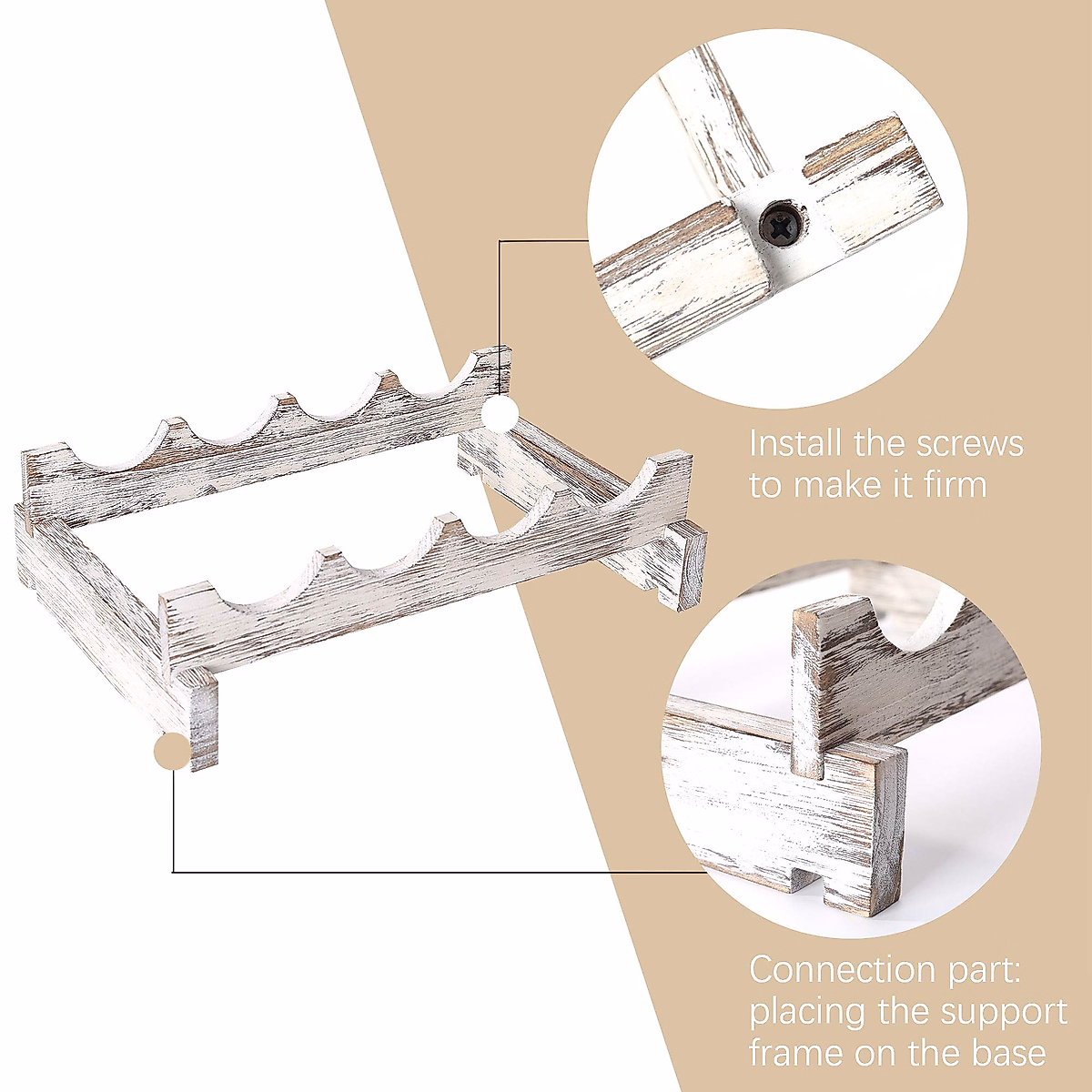 CuffUp Wine Rack, Wine Bottle Holder for Countertop, Rustic Farmhouse Wine Bottle Rack for Kitchen Counter