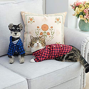 InnoPet Dog Shirt, Pet Plaid Clothes Shirt Cat T-Shirt, Sweater Matching Breathable for Small Medium Large Dogs Cats Puppy Soft Adorable Casual Cozy Valentines Dog Shirt Red Blue Brown Colors