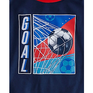 The Children's Place Boys' Long Sleeve Top and Pants Snug Fit 100% Cotton 2 Piece Pajama Set, Soccer Goal