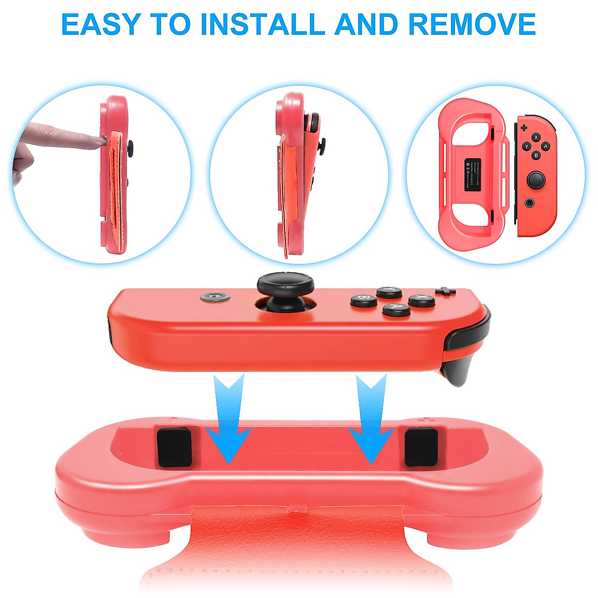 MENEEA Wrist Strap Compatible with Just Dance 2025 2024 2023/for Zumba Burn It Up,Adjustable Wrist Bands for Nintendo Switch & OLED Model for Joy-Cons,Two Size for Adults & Children,2 Pack Red/Blue