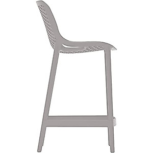 Meridian Furniture 330Grey Mykonos Collection Modern | Contemporary Outdoor Patio Stool with Grey Polypropylene Plastic, Weather Resisting, 17.5" W x 21" D x 38" H, Grey, Set of 4
