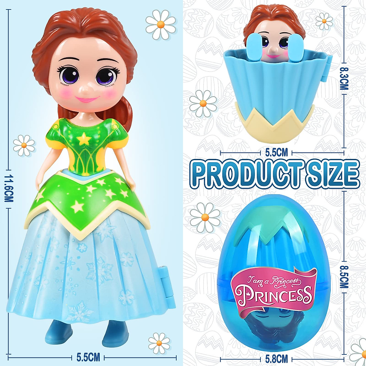 Dodosky Easter Basket Stuffers for Kids Toddler, 4 Pack Princess Deformation Easter Eggs with Toys Inside Easter Toys Easter Basket Stuffers Filler Gifts Easter Basket Toys - Easter Gifts for Girls