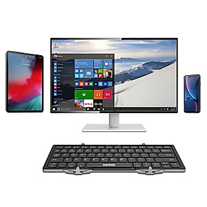 Arteck Folding Bluetooth Keyboard, Portable Mini Foldable Wireless Keyboard for iOS iPad 10.2-inch, Pro, Air, 9.7-inch, Mini, Android, MacOS, Windows Tablets Smartphone Built in Rechargeable Battery