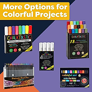 CHALK MARKERS By FANTASTIC ChalkTastic MEGA 18 Pack, BEST for Kids Art, Menu Board Bistro Boards - Glass & Window Paint Marker Pens - Reversible 6mm Fine or Chisel Tip