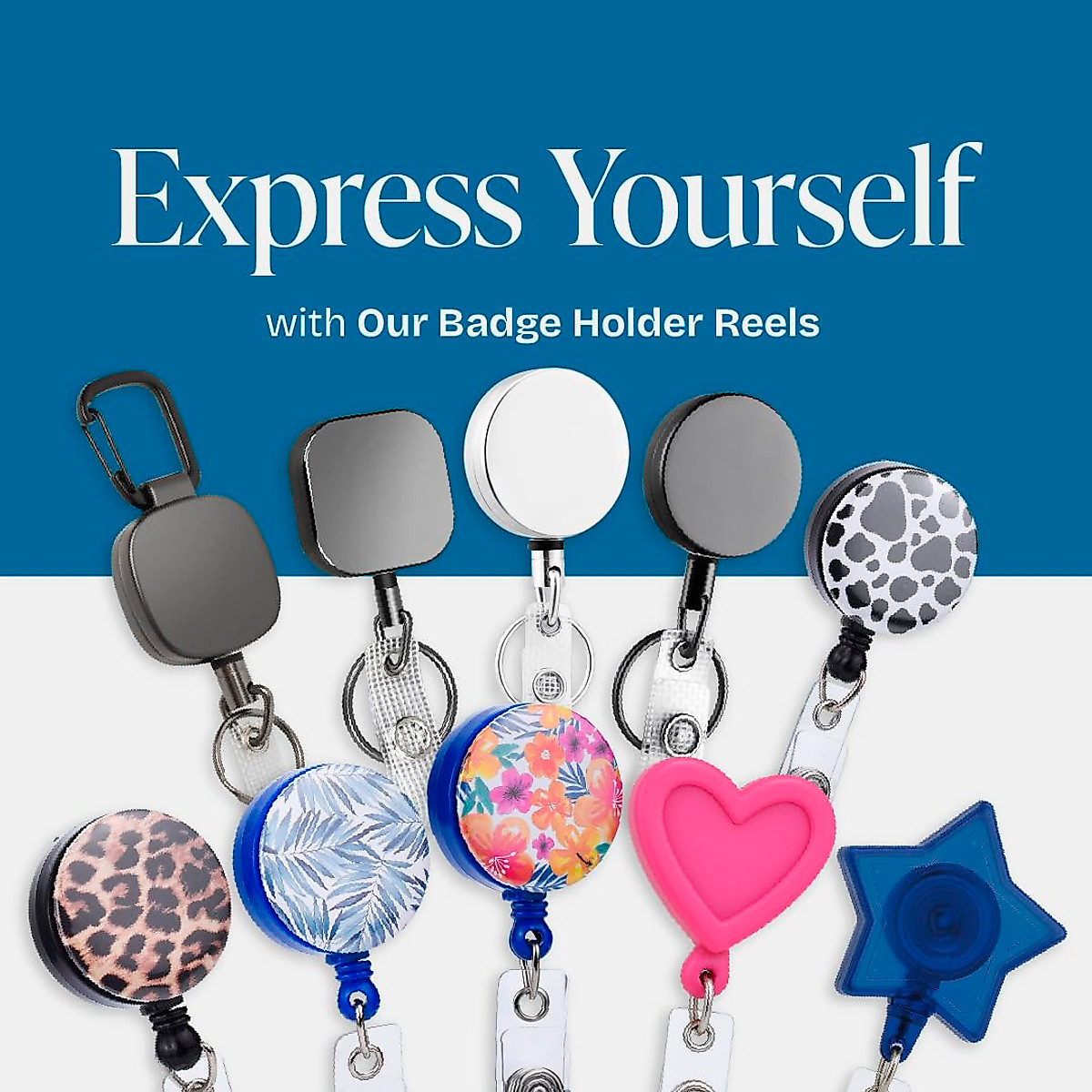 2 Pack Heavy Duty Retractable Badge Holder Reel, Will Well Metal ID Badge Holder with Belt Clip Key Ring for Name Card Keychain [All Metal Casing, 27.5" UHMWPE Fiber Cord, Reinforced Id Strap]