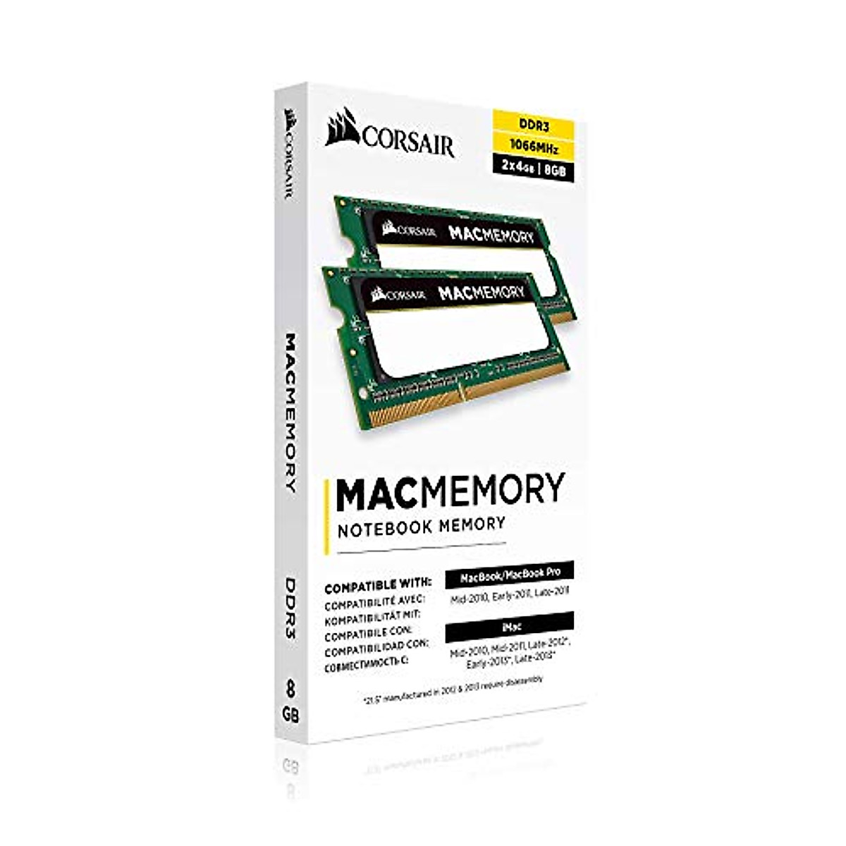 Corsair CMSA8GX3M2A1066C7 Apple 8 GB Dual Channel Kit DDR3 1066 (PC3 8500) 204-Pin DDR3 Laptop SO-DIMM Memory 1.5V, Beige