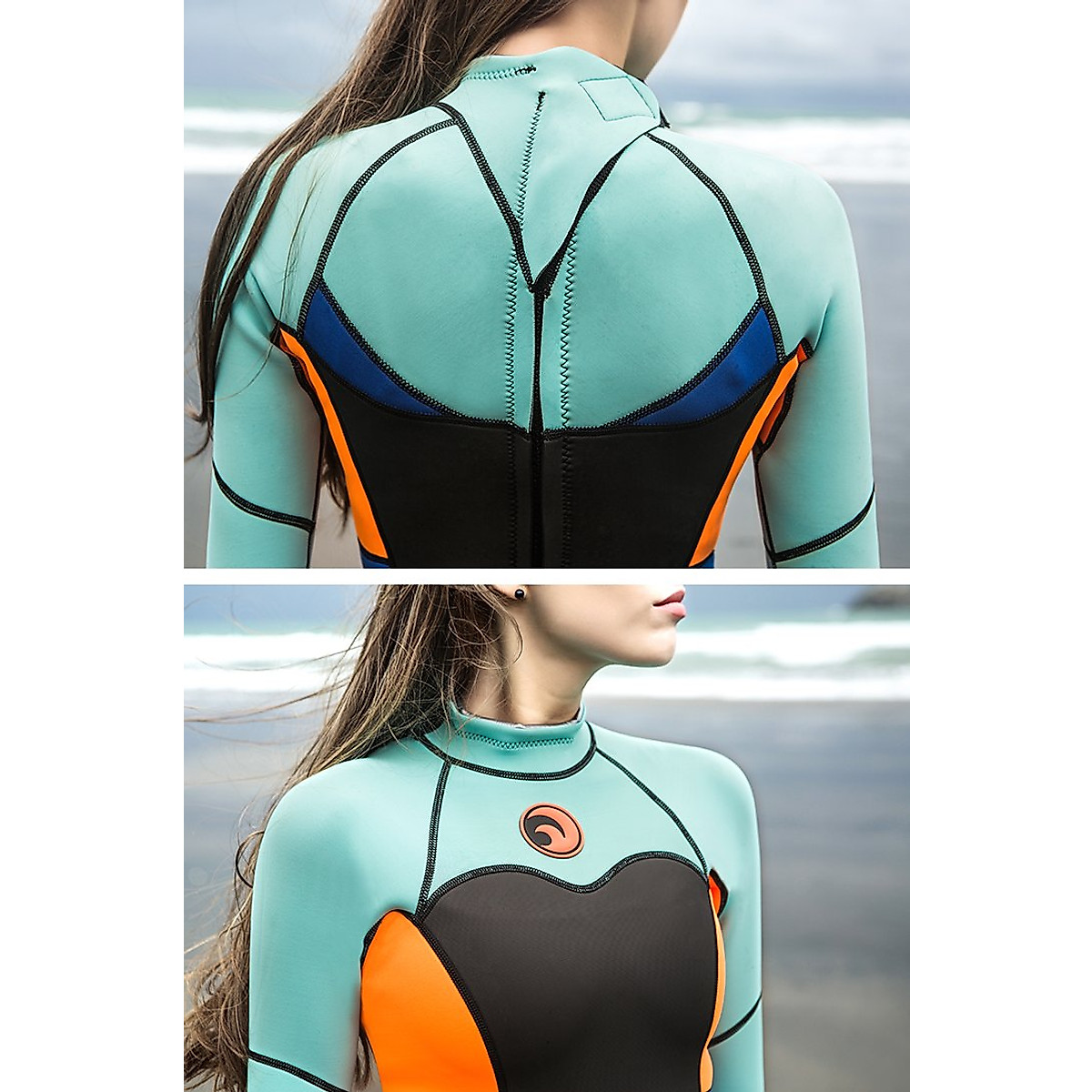 Womens Full Wetsuits Premium 1.5mm Neoprene Long Sleeve Long Leg Back Zip for Diving Snorkeling Swimming