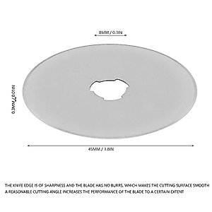 45mm Round Knife Blade Replacement Kit, SKS -7 Material, 6 Layers Fabric Cutting, Suitable for Paper, Fabric, Leather, Rotating Blade for Efficient Cutting