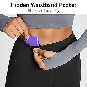 BALEAF Women's Fleece Lined Leggings with Pockets 25" Petite Thermal Winter Warm High Waisted Thick 7/8 Yoga Pants Black S