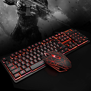 Zyyini Gaming Keyboard and Mouse Mice Pad Set, 19 Keys Three-Colour Backlit Gaming Keyboard,75 Degree Bevel Base,Four DPI 800/1200/1600/2000 Adjustable Mice,for PC Office Gaming Keypad