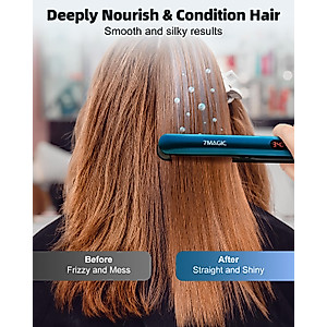 Negative Ion Flat Iron Hair Straightener, Ceramic Hair Straightener with LCD, 1" Flat Iron with 11 Heat Settings, Professional 2 in 1 Hair Iron for Thick Hair, Anti Static & Auto Shut-Off