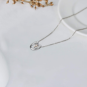 MEDWISE Lucky Horseshoe Necklace Gifts for Cowgirls Women Sterling Silver Rose Gold Faith Horseshoe Pendant Necklace Jewelry for Horse Lover Birthday Christmas Mothers Day