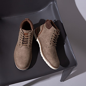 Vostey Men's Boots Casual Hiking Boots Winter Boots for Men Water-Resistant Chukka Boots (BMY673 Khaki Size 15)