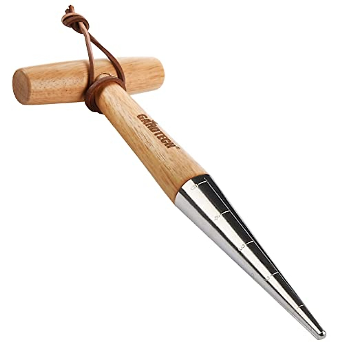 Hand Dibber with Wooden Handle, Chrome Coated Stainless Steel Head - Lightweight Sturdy Handy Seeding Garden Tool Kit for Sow Seeds (Dibber New)