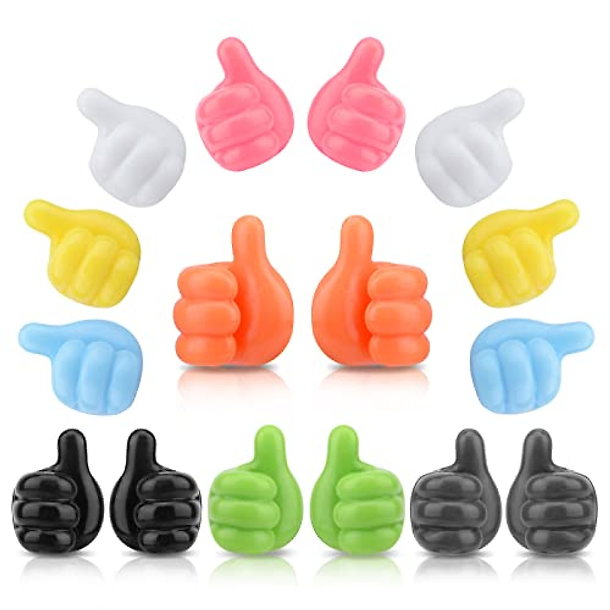CfoPiryx 16pcs Self Adhesive Thumb Hook, Silicone Wall Storage Cable Clip, Removable Self Adhesive Thumb Hook Holder Cable Clip Organizer Hook for Cable Clip Key Makeup Brush(Size:16pcs)