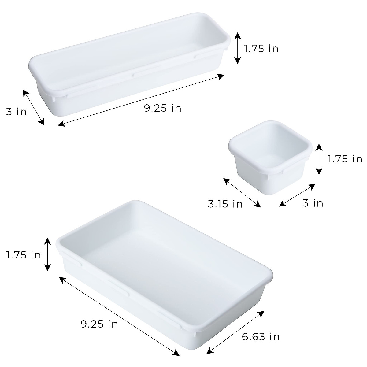 Smart Design Interlocking Drawer Organizer - 8 Piece Set - BPA Free - Utensils, Flatware, Office, Personal Care, or Makeup Storage - Kitchen - White