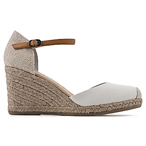 WHITE MOUNTAIN Women's Mamba Espadrille Wedge Sandal, Natural/Fabric, 10 M