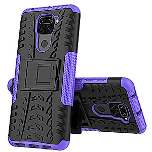 COTDINFORCA Compatible with Xiaomi Redmi Note 9 Case,Redmi Note 9 Case Heavy Duty with Kickstand Dual Layer Drop Protection Shockproof Hard Phone Case for Xiaomi Redmi Note 9. Hyun Purple