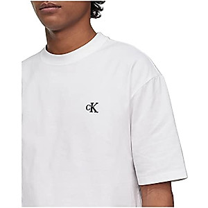 Calvin Klein Men's Relaxed Fit Monogram Logo Crewneck T-Shirt, Brilliant White, Medium