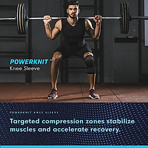 Copper Compression PowerKnit Knee Sleeve- Copper Stabilizer Support Brace for Meniscus Tear, ACL, MCL, Arthritis, Joint Pain Relief, Running, Sports, Hiking- Men & Women- Fits Right/Left - S/M