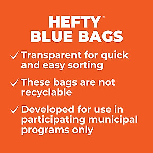 Hefty Recycling Trash Bags, Blue, 13 Gallon, 60 Count