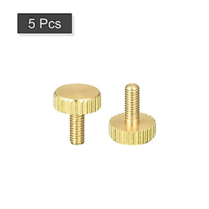 uxcell Knurled Thumb Screws, M3x8mm Flat Brass Bolts Grip Knobs Fasteners for PC, Electronic, Mechanical 5Pcs