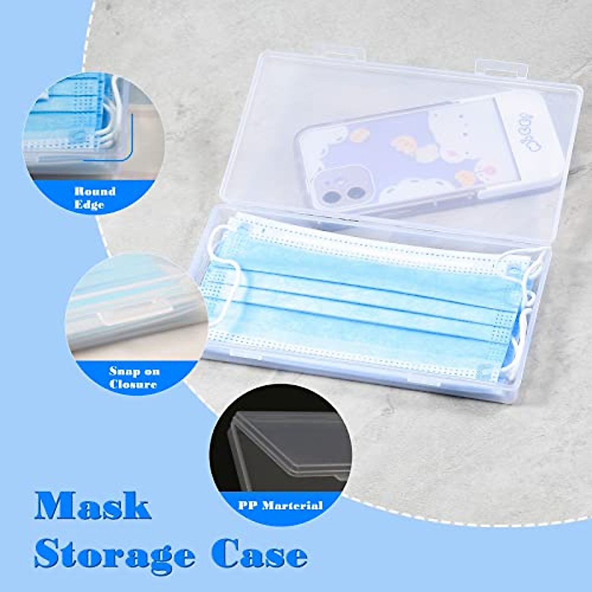 SPEEDWOX Mask Storage Case 2 Pack Portable Mask Case Storage Box Masks Organizer Disposable/Reusable Face Masks Organizer Dustproof Storage Plastic Box with Lid for Mask Pollution Prevention(Clear)