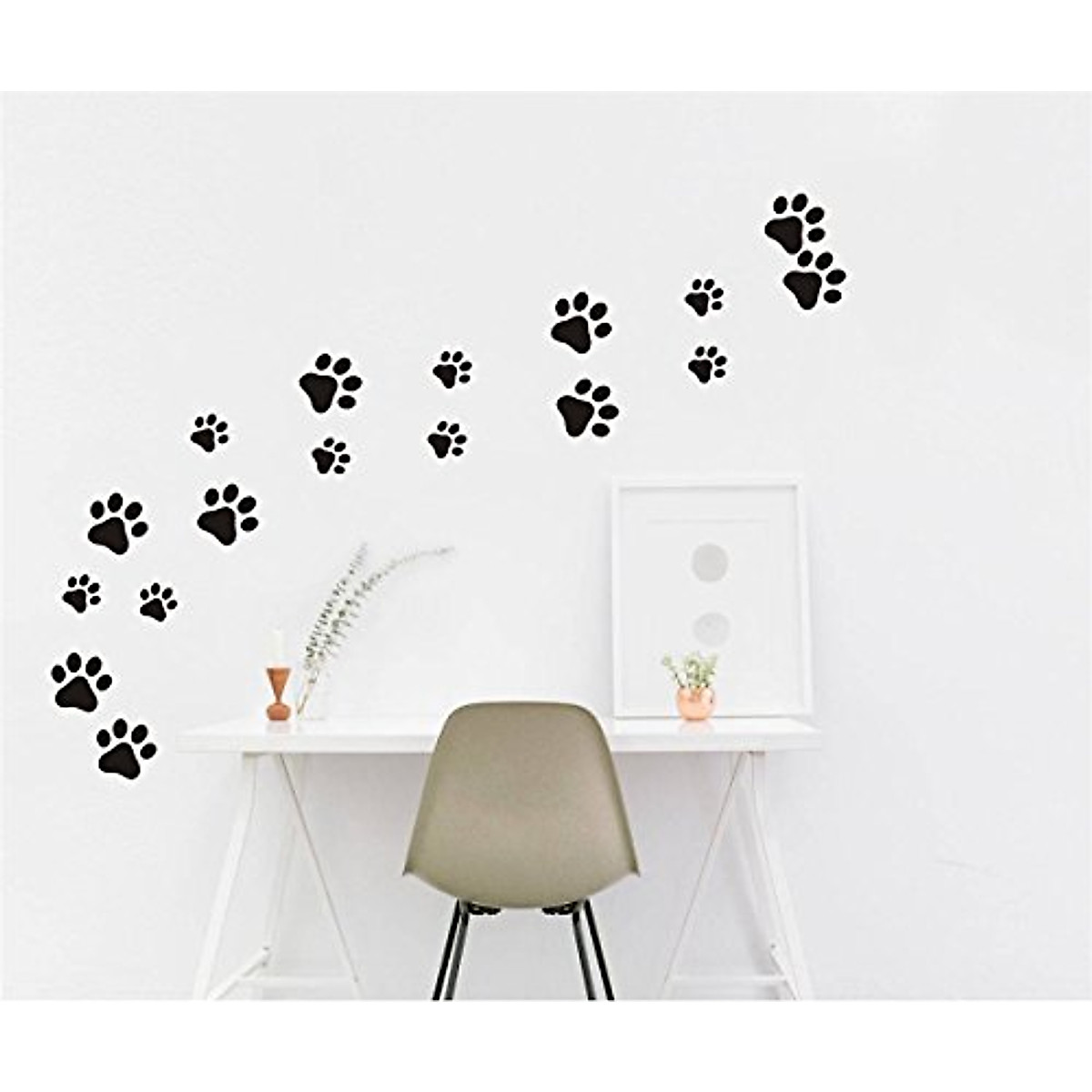 49 Pieces/Set Dog Paws Wall Decals Vinyl Pawprints Sticker Animal Footprint Wall Art Decoration for Kids Boy Girl Baby Nursery Bedroom Living Room Animal Tracks Decor YMX21 (Black)