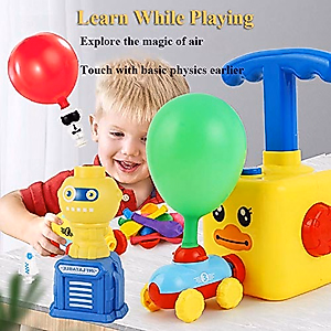 NEXTAKE Balloon Power Racer Launcher Toy Set, Creative Balloon Powered Car Air Power Racer Kit with Launch Tower Rocket Astronaut-12 Balloons (Monster)