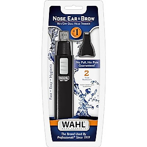 Wahl 5567-500 Ear, Nose and Brow Wet/Dry Battery Trimmer, Black