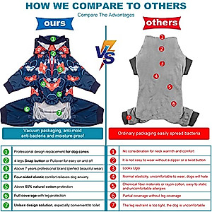 LovinPet Big Dogs Breeds Jammies, Wound Care/Post Surgery clothes, Pet Anxiety Relief for Dogs, Lightweight stretchy, Large Breed Dog Pajamas, Reflective Stripe, Floral Navy & Red Print, Pet Pj's /2XL