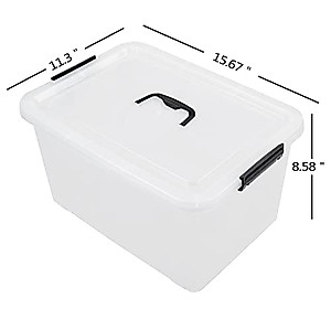CadineUS 17.5 Liter Clear Boxes, Plastic Storage Bin with Lid Set of 4