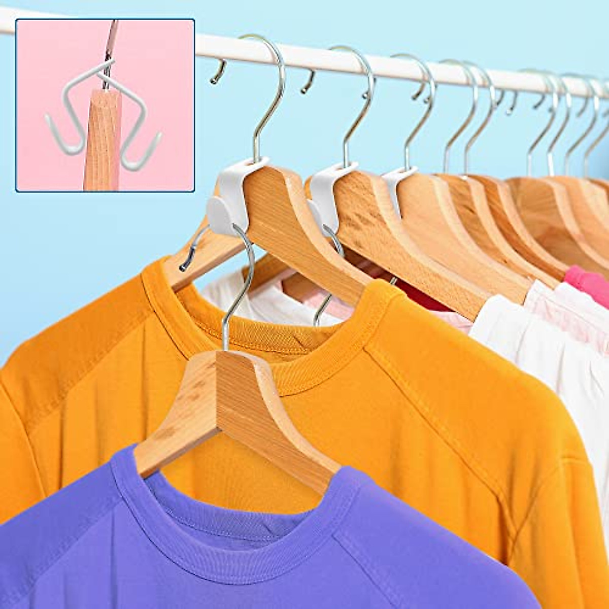 RONRONS 60 Pieces Clothes Hanger Connector Hook Standard Hangers Extender Clips Cascading Connection Hooks Outfit Hangers Heavy Duty Space Saving Organizer for Clothes Closet
