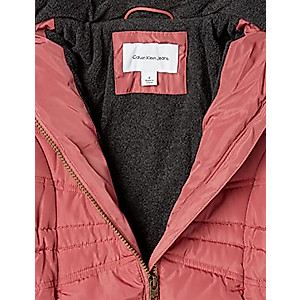 Calvin Klein Girls' Hooded Winter Puffer Jacket, Full-Length Heavy Weight Coat with Fleece Lining, Mauvewood, 5