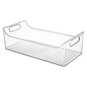 mDesign Portable Nursery Storage Plastic Baby Organizer Storage Caddy Bin w/Handles for Kids/Child Essentials - Holds Diapers, Wipes, Bottles, Baby Food, Snacks - 16" Long - Ligne Collection - Clear