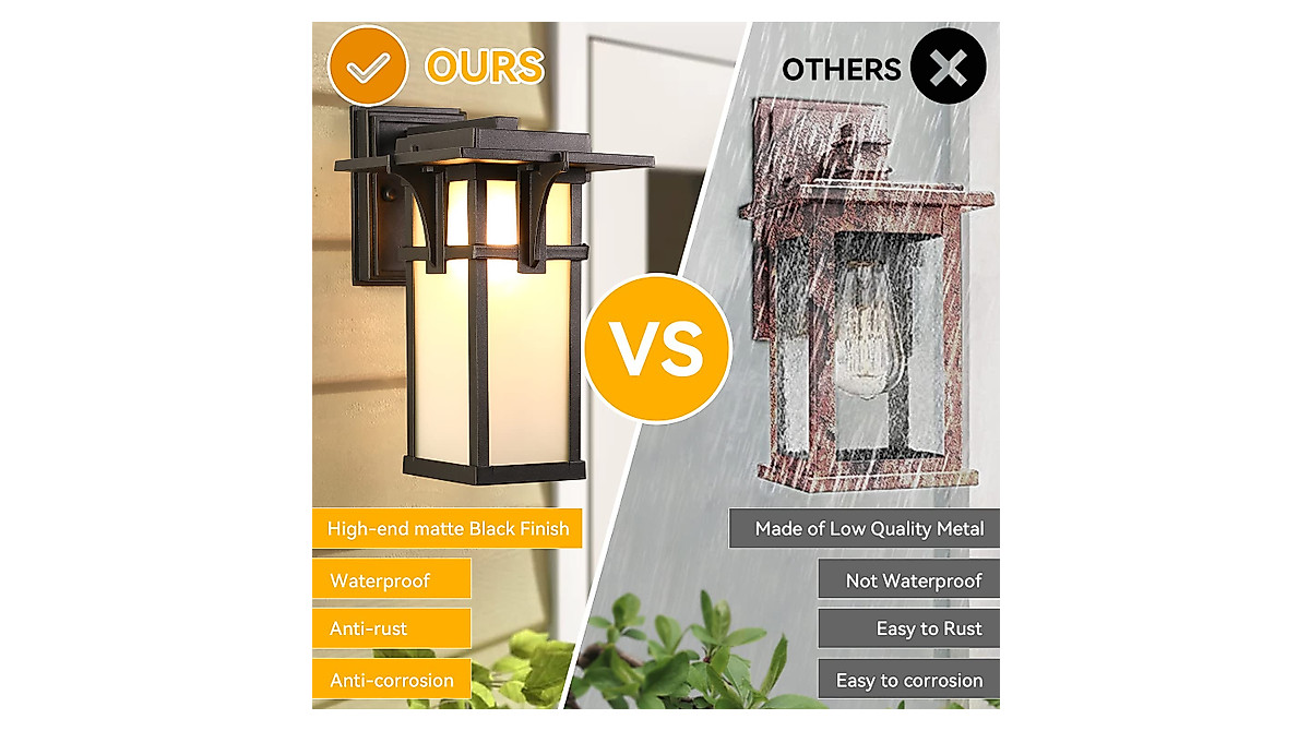 EERU Porch Lights Wall Mount Outdoor Wall Lantern Waterproof Aluminum ...