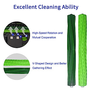 S9 Replacement Brush Parts Compatible with iRobot Roomba S9 (9150) S9+S9 Plus (9550) S Series Vacuum Cleaner, 3 Set Vacuum Cleaner Rubber Roller Brushes