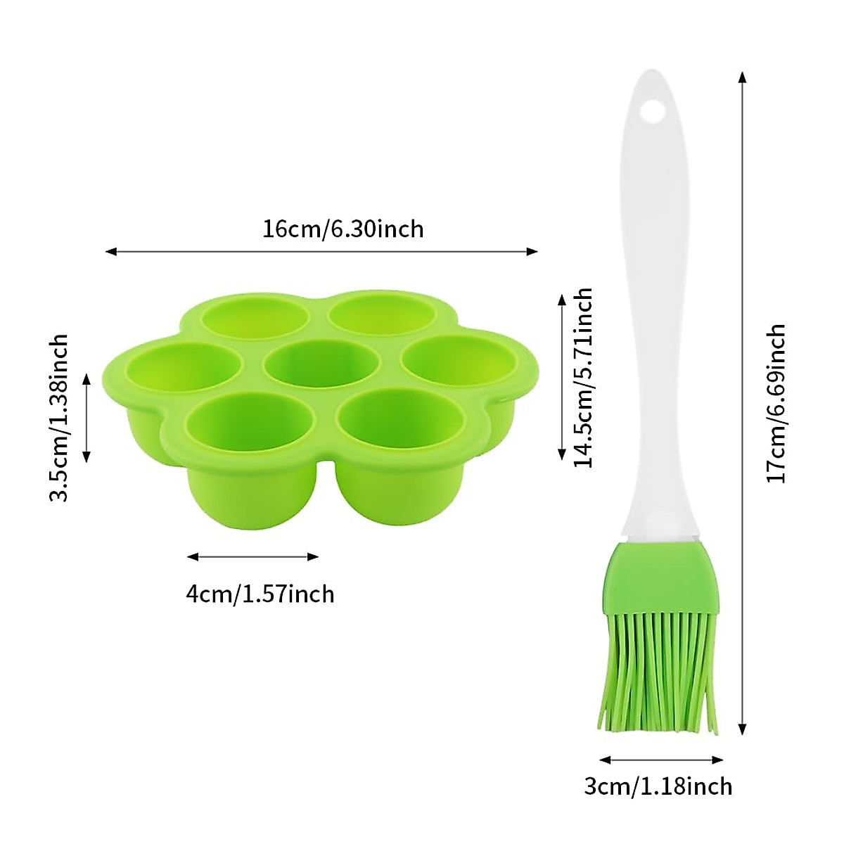 Silicone Air Fryer Egg Bite Mold, 2 Pcs Reusable Egg Bites Pan with Lid + 2 Pcs Oil Brushes - Non-Stick Air Fryer Egg Mold Cupcake Mold, Air Fryer Accessories(2 Set)