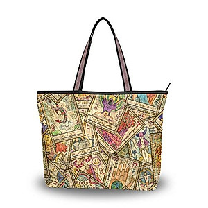 My Daily Women Tote Shoulder Bag Tarot Cards Vintage Handbag Large